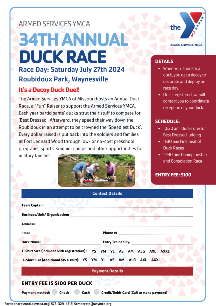 Annual Duck Race 🦆 - Fort Leonard Wood ASYMCA
